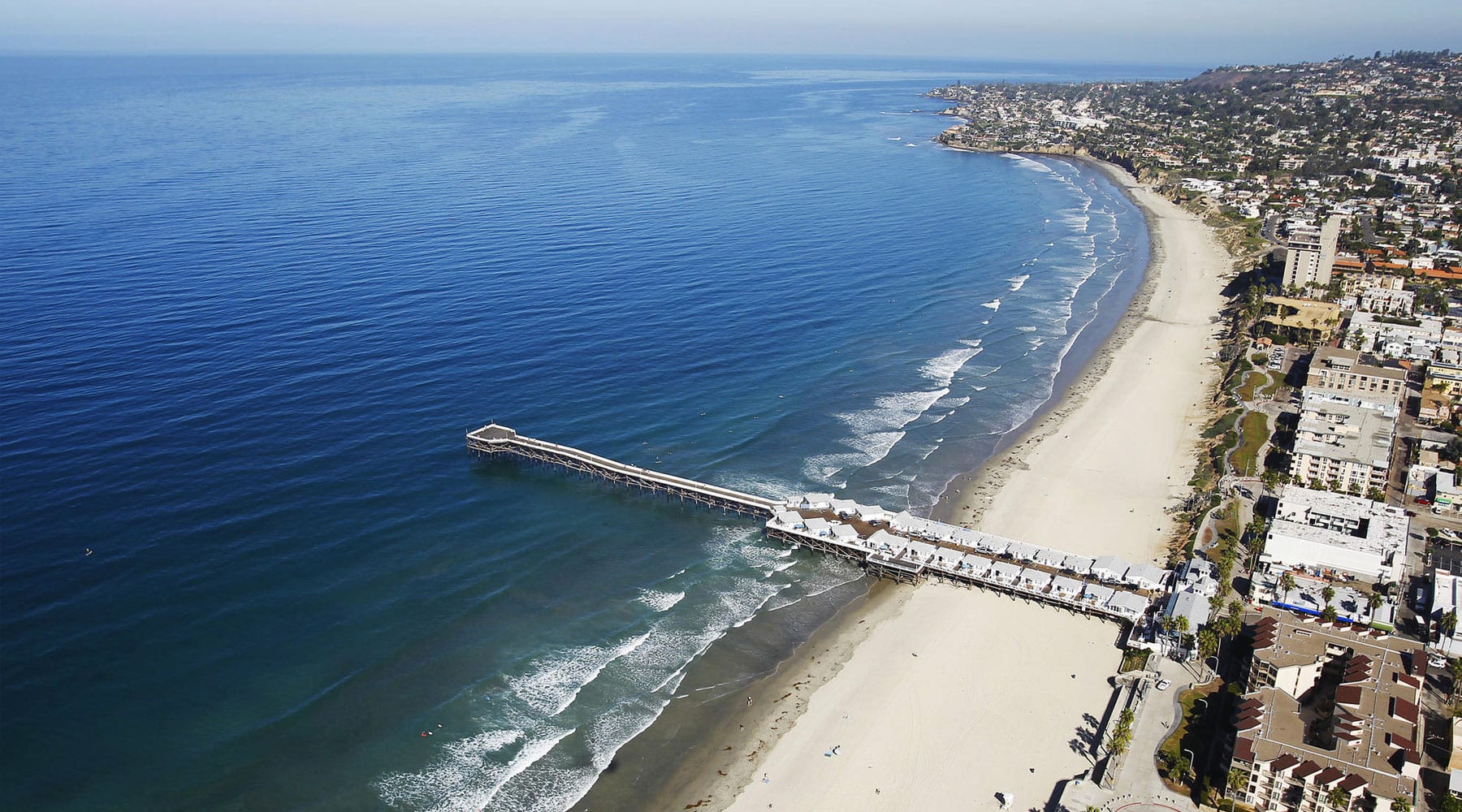 Mission Beach Pier Aerial Shot Of Pacific Beach And Crystal Pier In